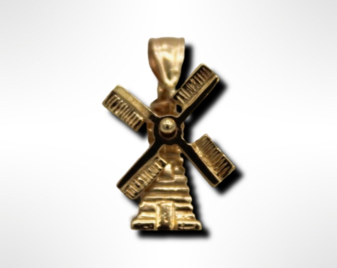14K Yellow Gold Windmill Charm 3D - Etsy