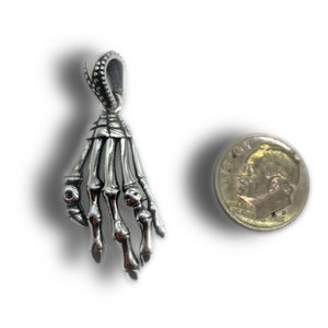 925 Sterling Silver Skeleton Hand Pendant Charm - Etsy