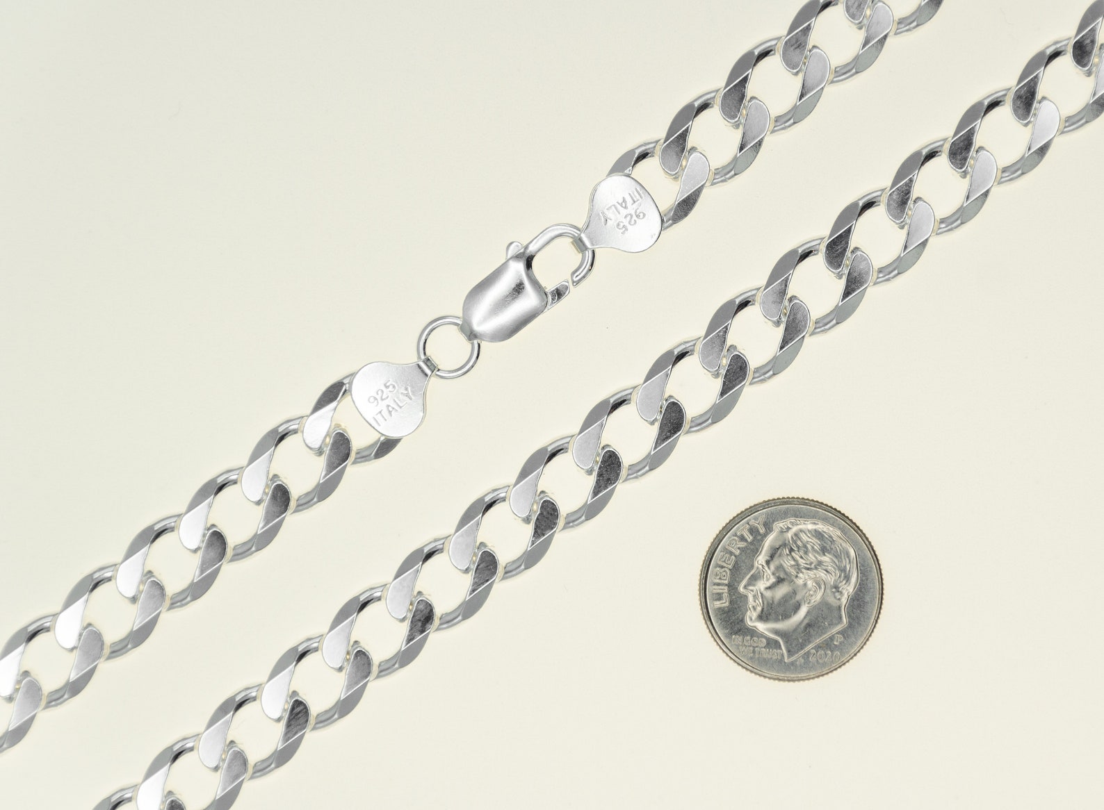 ITALY 925 SOLID Sterling Silver CURB Chain Necklace or - Etsy
