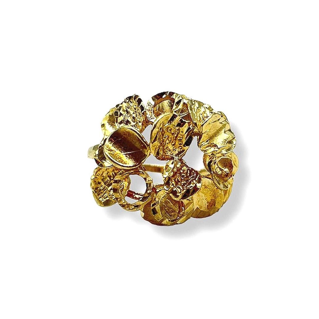 14k Gold Floral Cluster Abstract Statement Ring Size 6.5 - Etsy