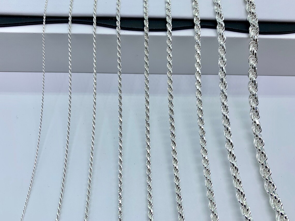 Italy 925 SOLID Sterling Silver Diamond-cut ROPE Chain | Etsy