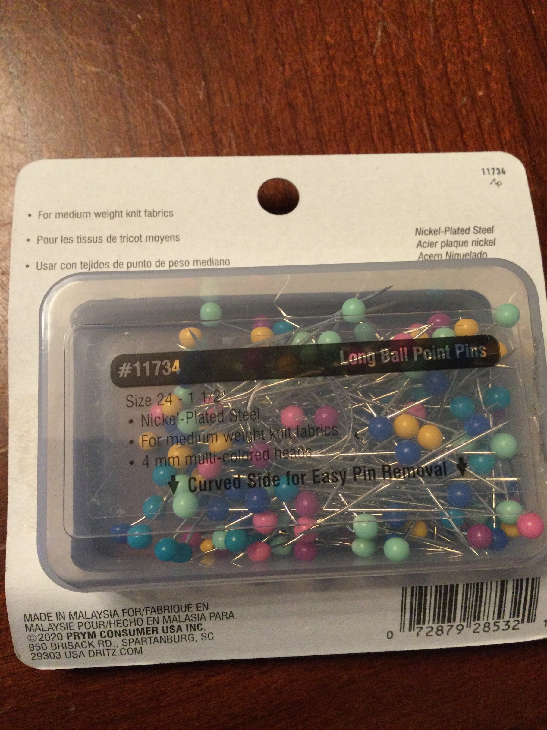 Long Ball Point Pins 11734 Length 1.5 Inches 200 Pins in Assorted ...