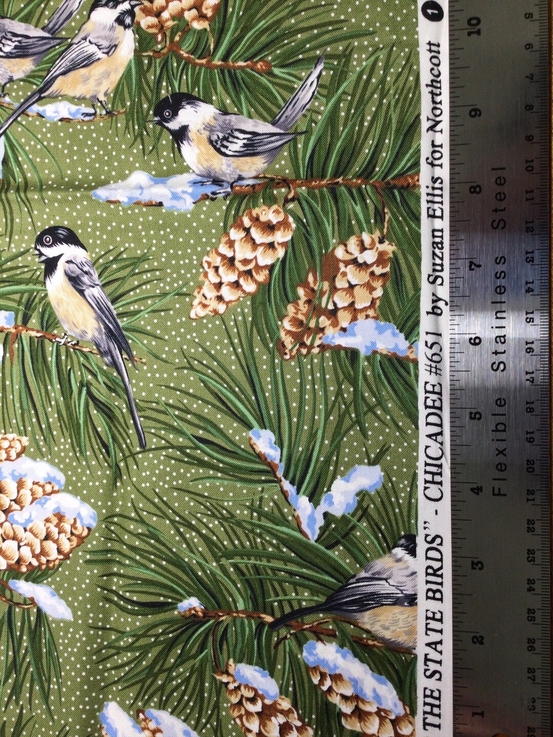 Chickadee Quilt Fabric: Maine & Massachusetts State Bird, 100% Cotton ...