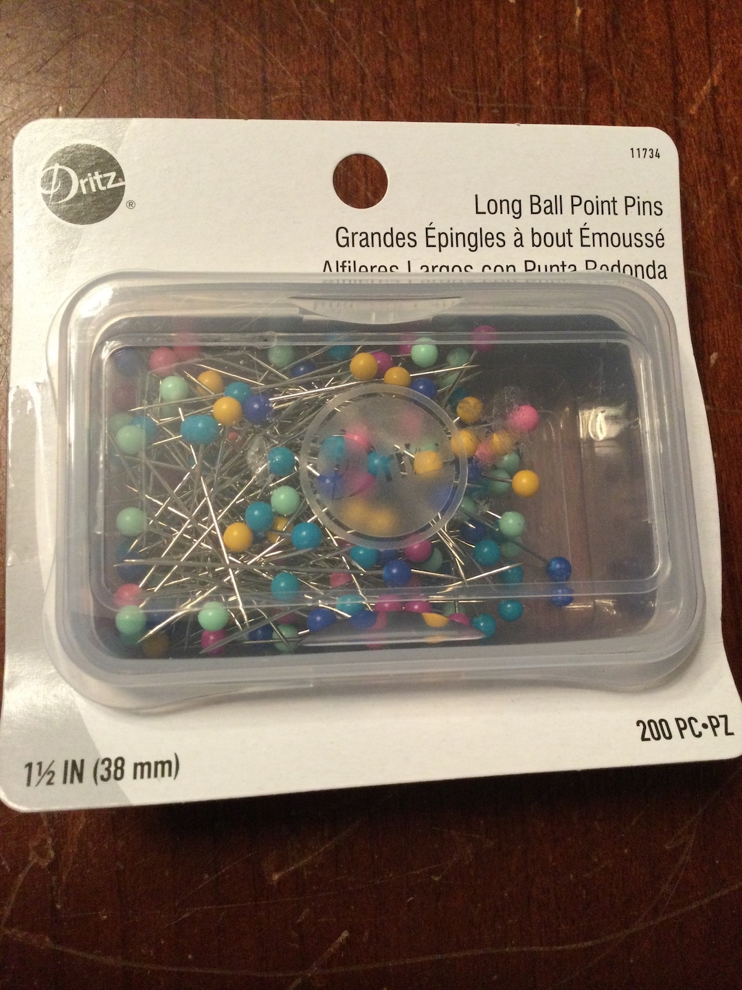 Long Ball Point Pins 11734 Length 1.5 Inches 200 Pins in Assorted ...