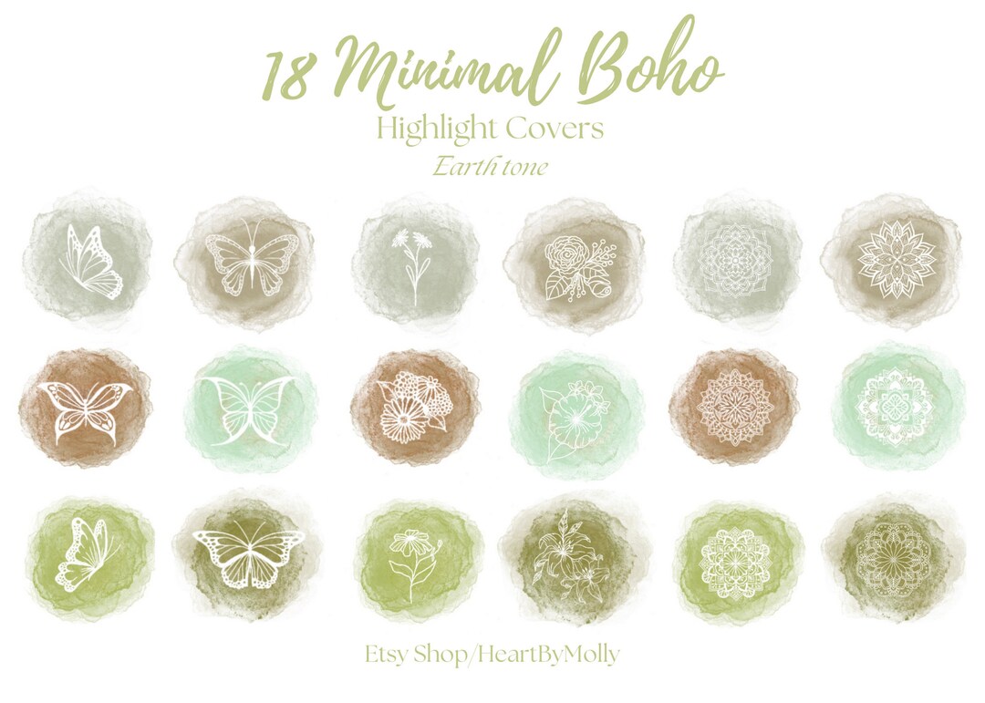 Minimal Boho Highlight Covers / Digital / Social Media / Instagram ...