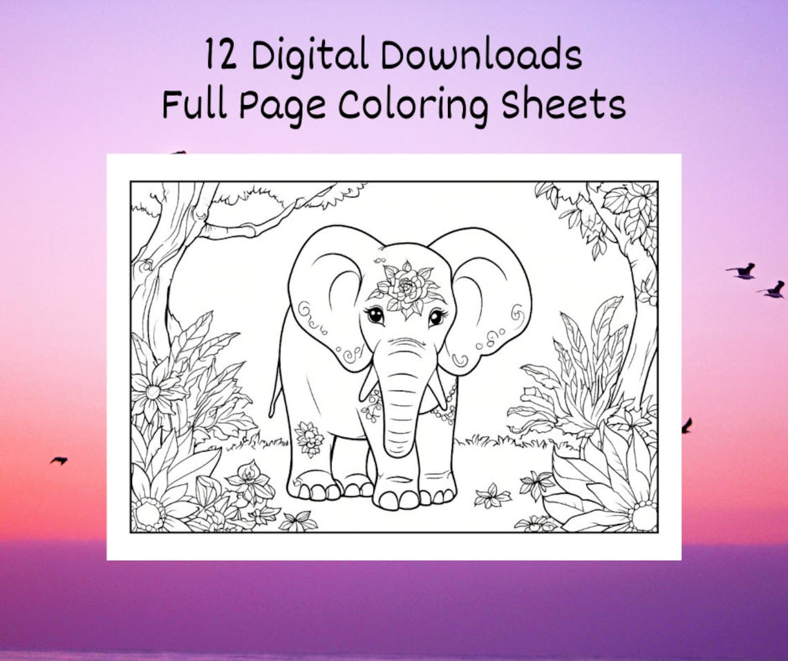 Elephant Animal Coloring Pages Coloring Printable Coloring Book Jungle ...