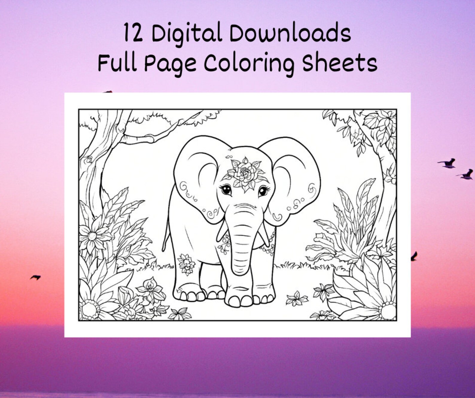 Elephant Animal Coloring Pages Coloring Printable Coloring Book Jungle ...
