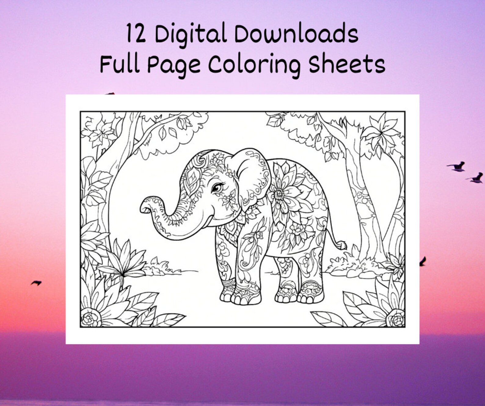 Elephant Animal Coloring Pages Coloring Printable Coloring Book Jungle ...