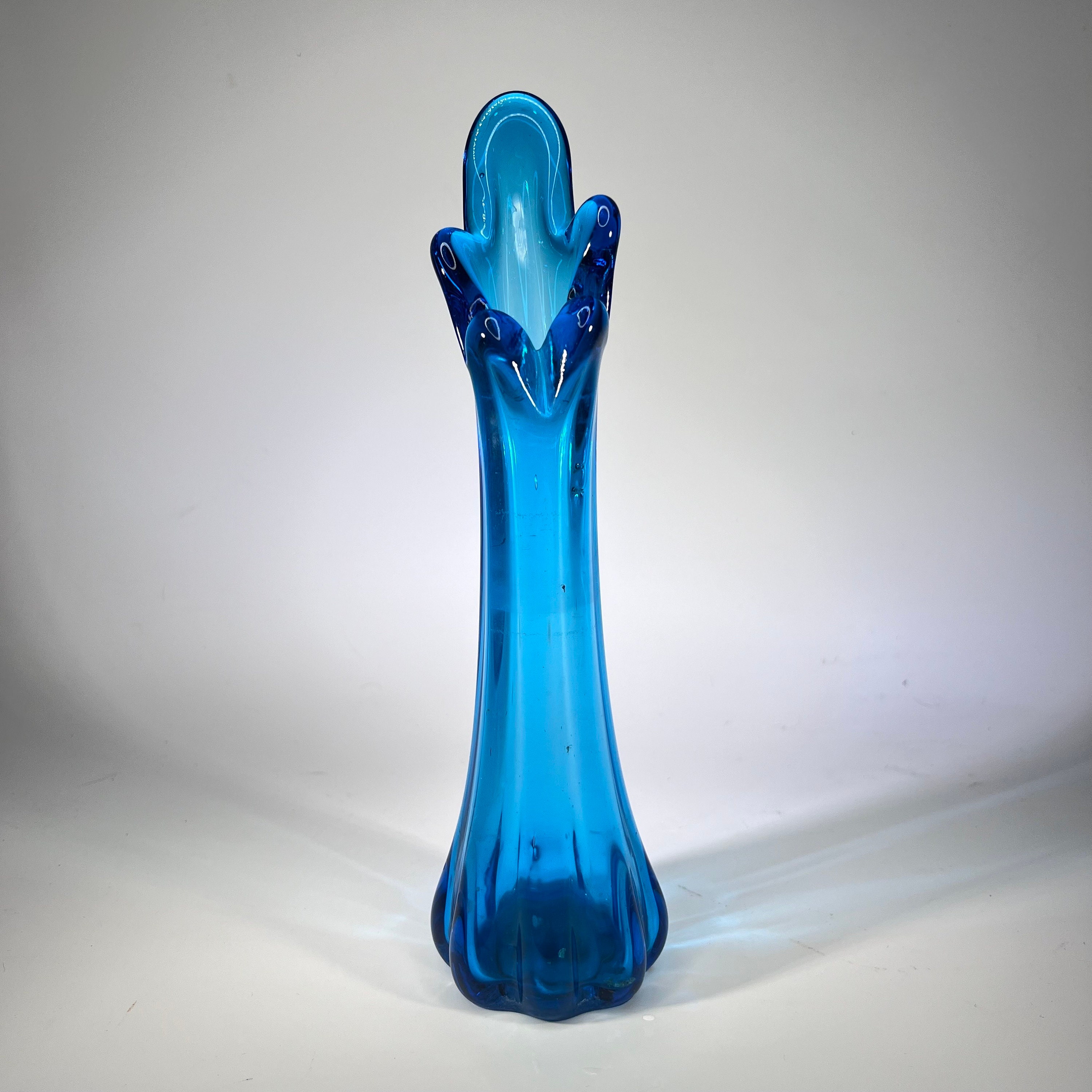 Blue Swung Glass Five Finger Vase - Etsy