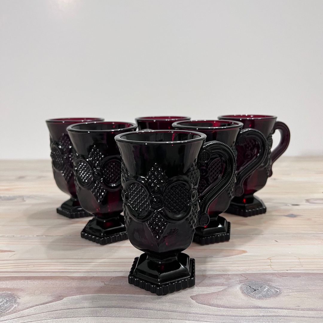 Vintage Avon Cape Cod Ruby Red Footed Coffee Mugs - Set of 6 - Etsy