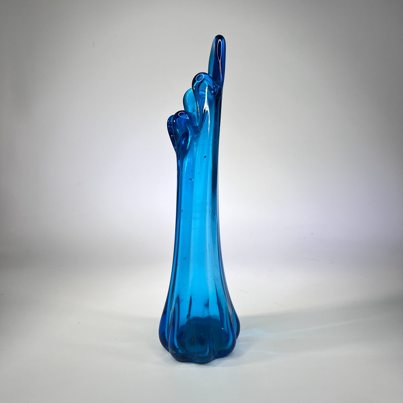 Blue Swung Glass Five Finger Vase - Etsy