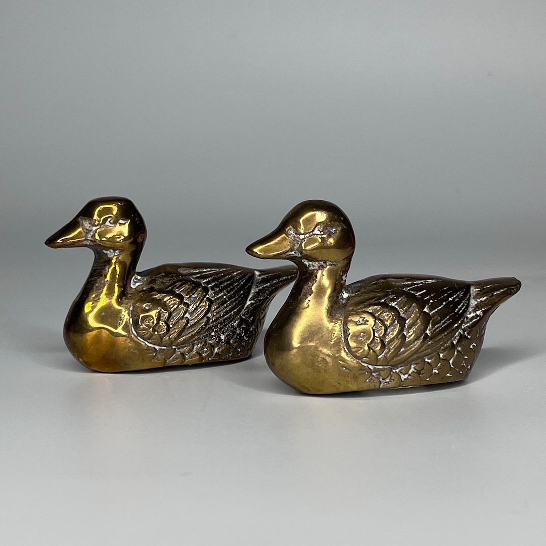 Set of Two Miniature Brass Ducks - Etsy