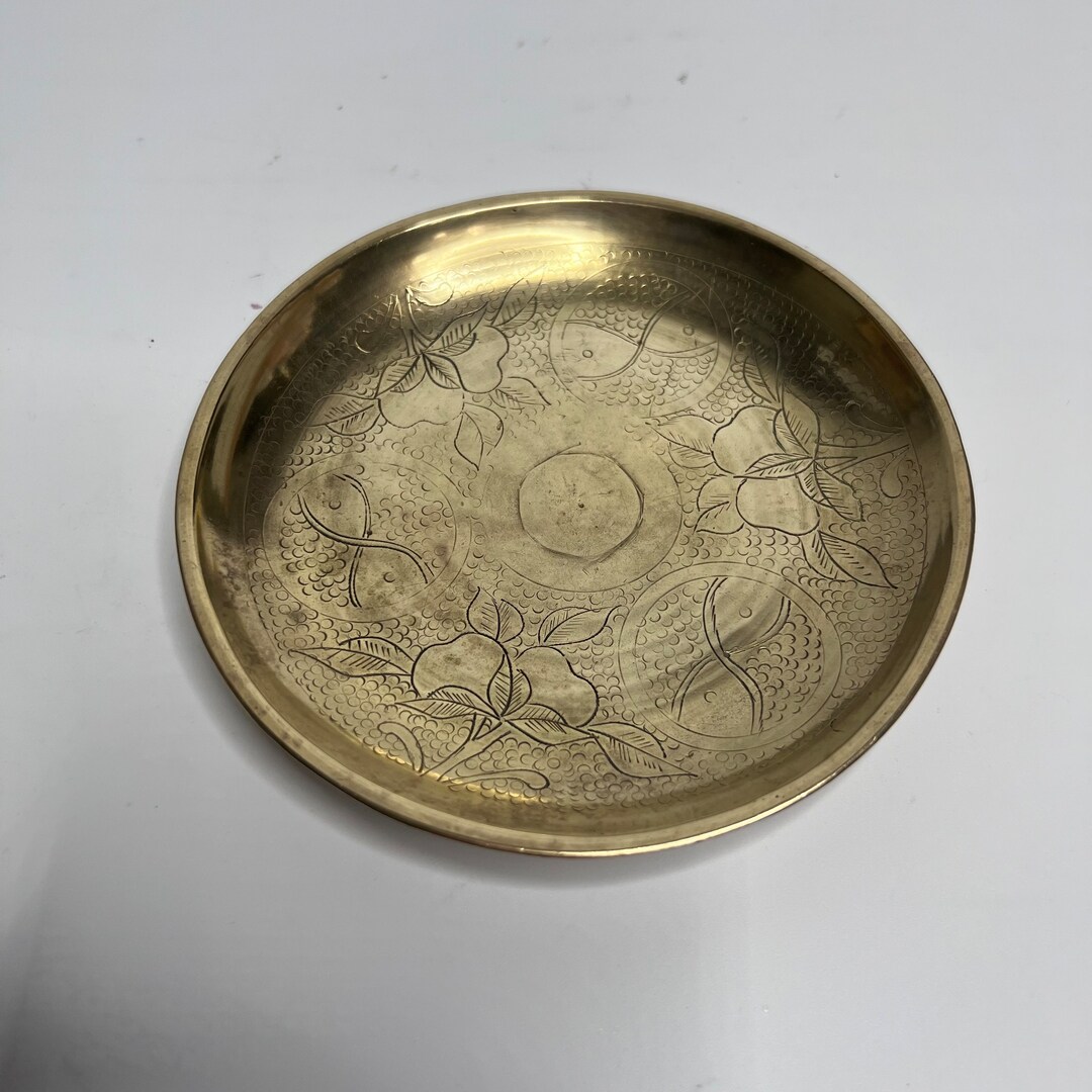 Small Brass Plate With a Fruit Motif Inlay - Etsy