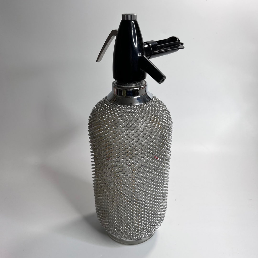 Vintage Soda Siphon Glass Seltzer Bottle With Mesh Cover Soda Dispenser ...
