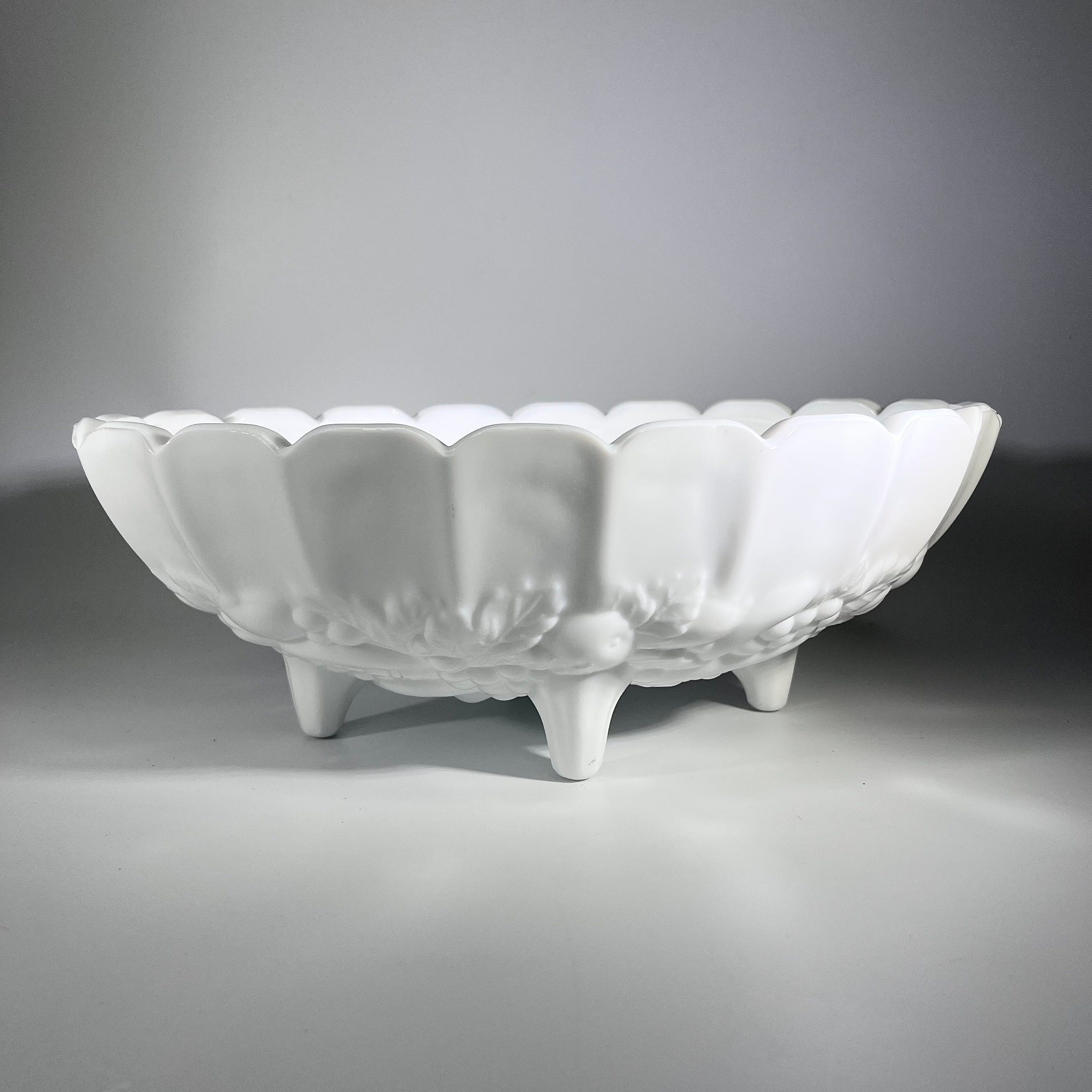 Vintage Indiana Milk Glass Fruit Bowl Harvest Fruit Pattern - Etsy