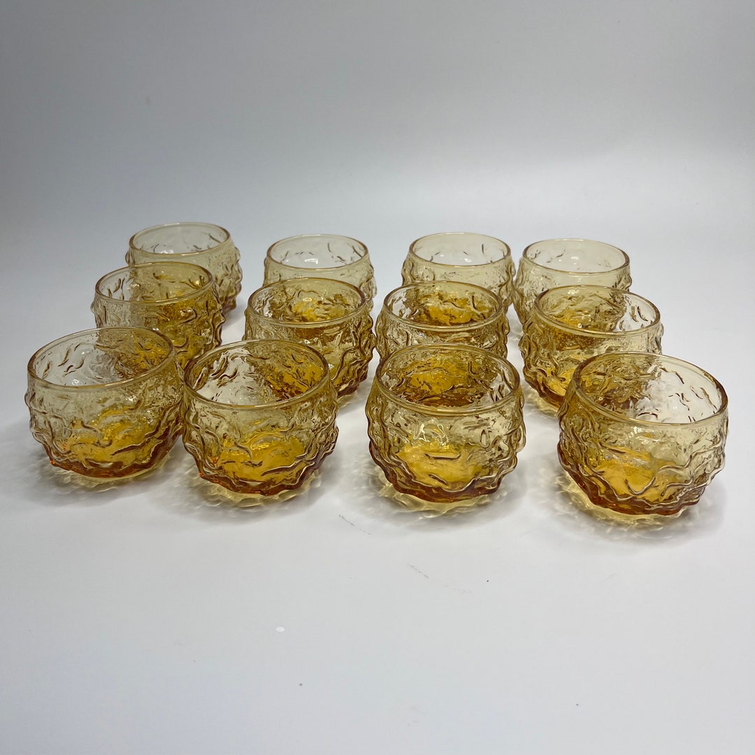 Set of 12 Anchor Hocking Lido Milano Honey Gold Glasses - Textured ...