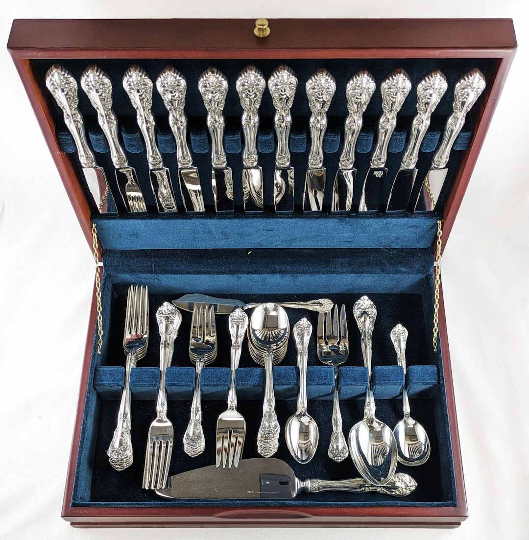 Alvin Chateau Rose Sterling Silver Flatware Set 66pcs, Service for 12 ...