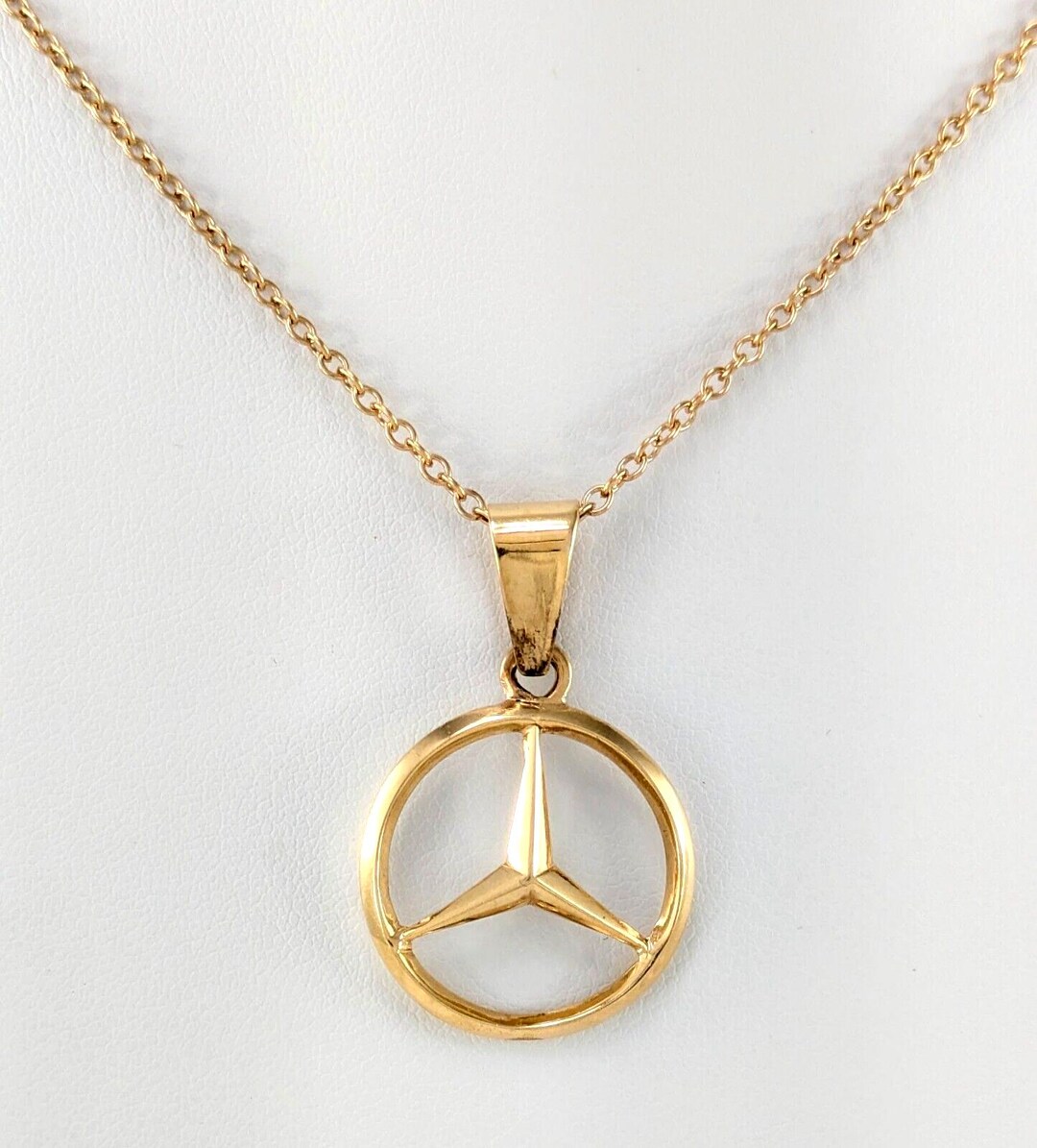 Antique 18k Gold Mercedes Benz Logo Pendant Necklace, 18k Gold Cable ...