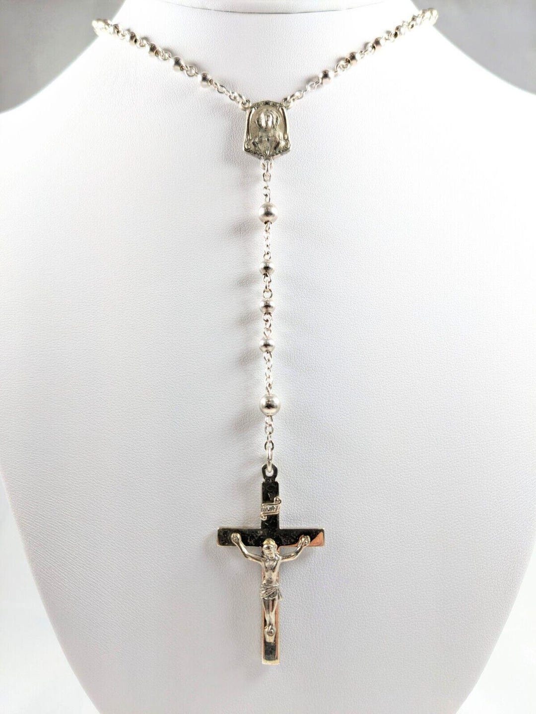 Vintage Creed Sterling Silver Rosary Beads With Cross Crucifix 22" - Etsy