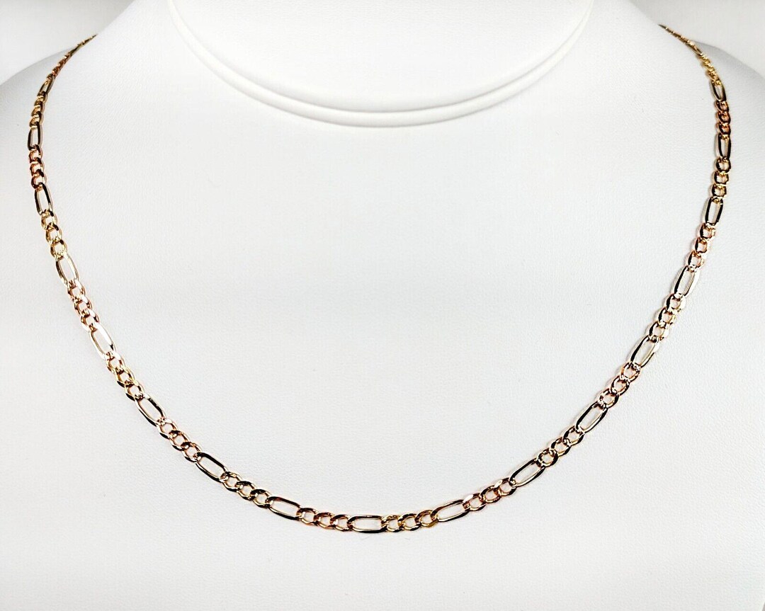 14k Gold Tri Color Gold Figaro Chain, 24 Long X 3.3mm Wide - Etsy