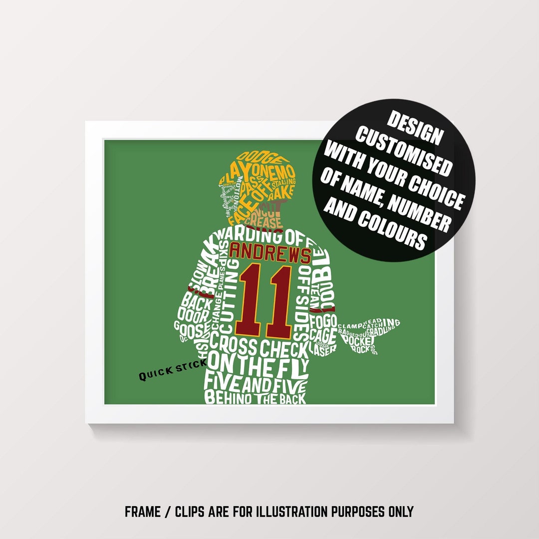 Lacrosse Player Word Art Print: Design Customized With Name and in Any ...