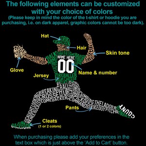 Baseball Pitcher Word Art T-shirt Customize Design With Name - Etsy