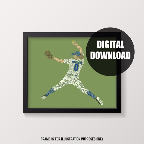 Softball Pitcher Word Art Printable Downloadable Print | Etsy