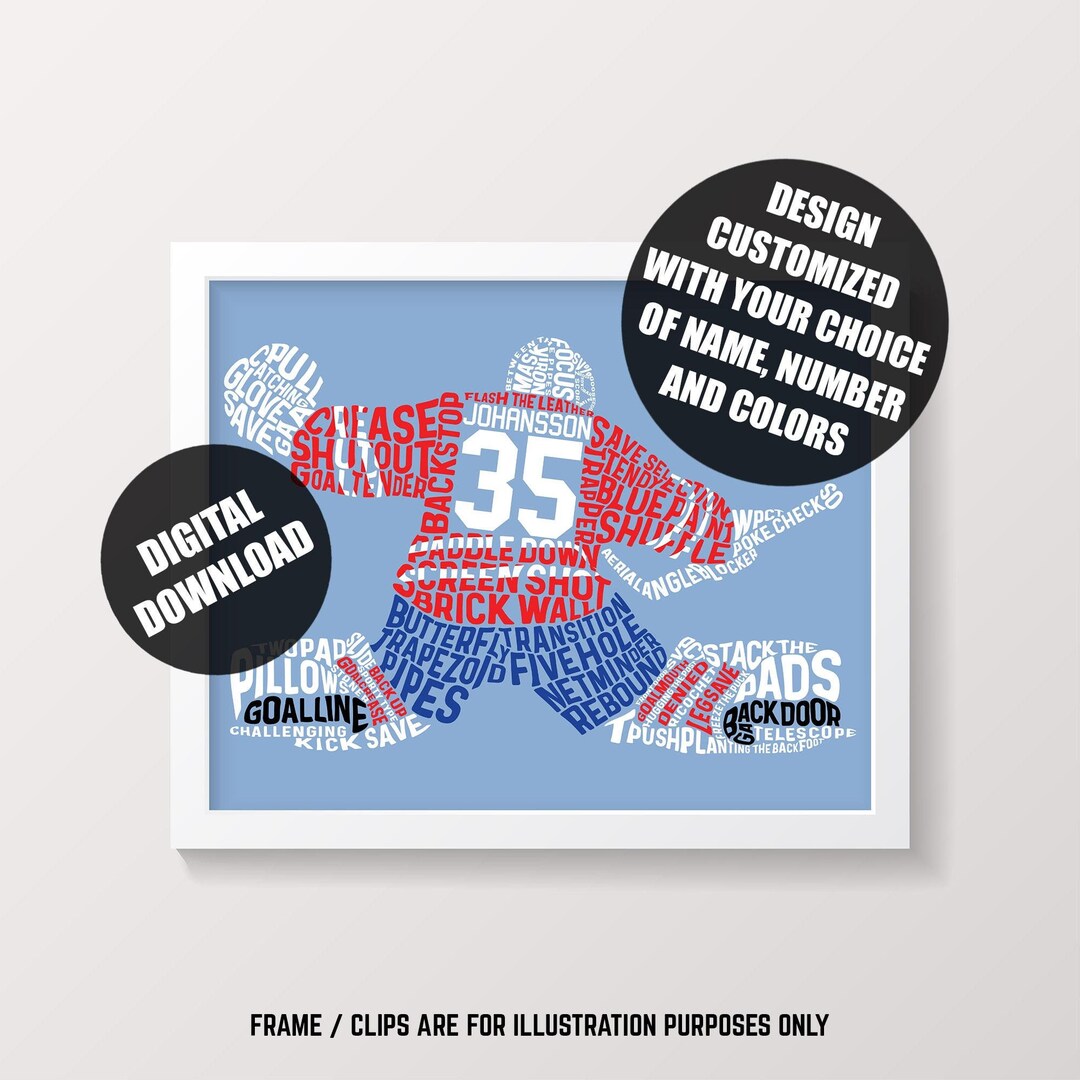 Hockey Goalie Word Art Printable, Customize With Name & Number and in ...