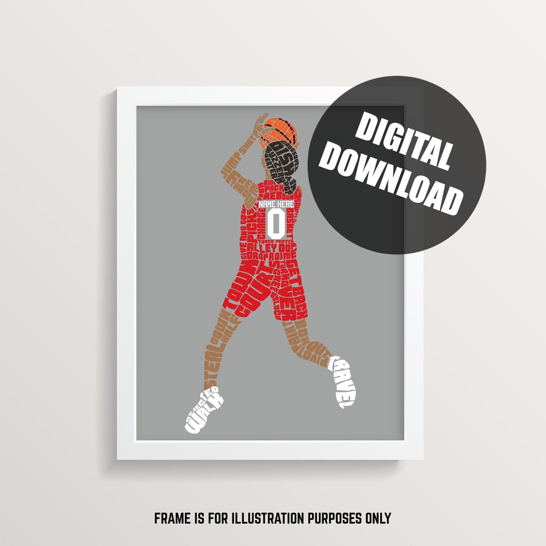 Basketball Word Art Printable, Customize With Name & Number and in Any ...