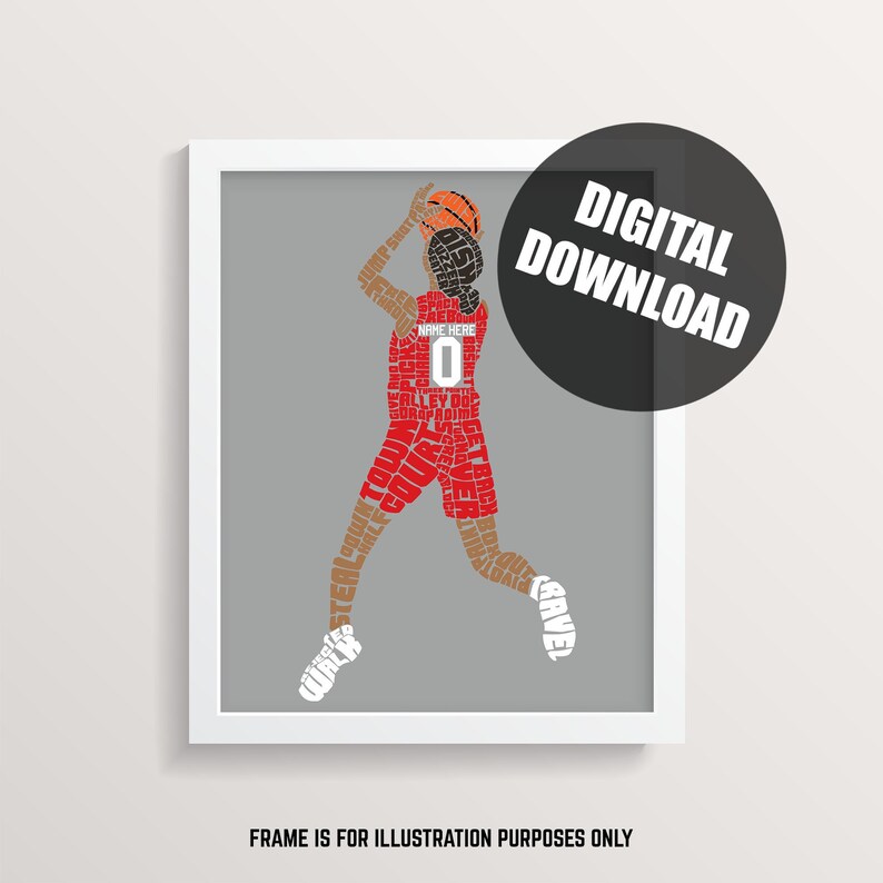Basketball Word Art Printable Customize With Name & Number - Etsy