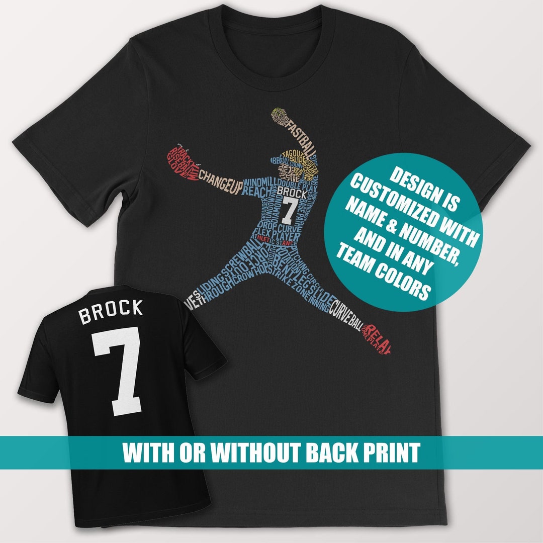 Personalisiertes Softball Werfer Wortkunst T-Shirt: Benutzerdefinierte ...
