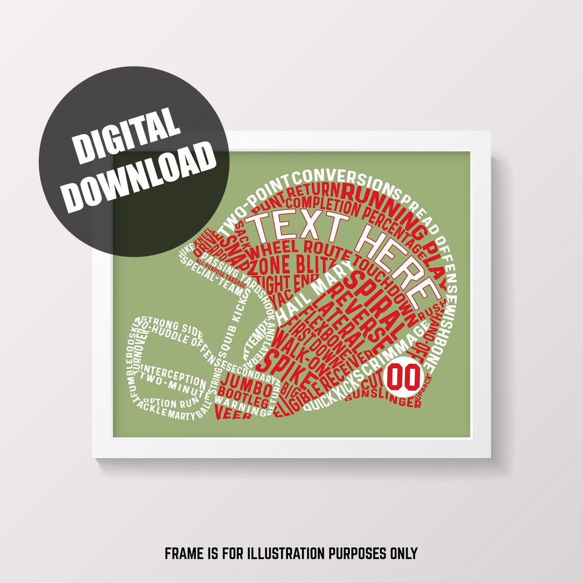 Football Helmet Word Art Printable Personalize With Player or - Etsy