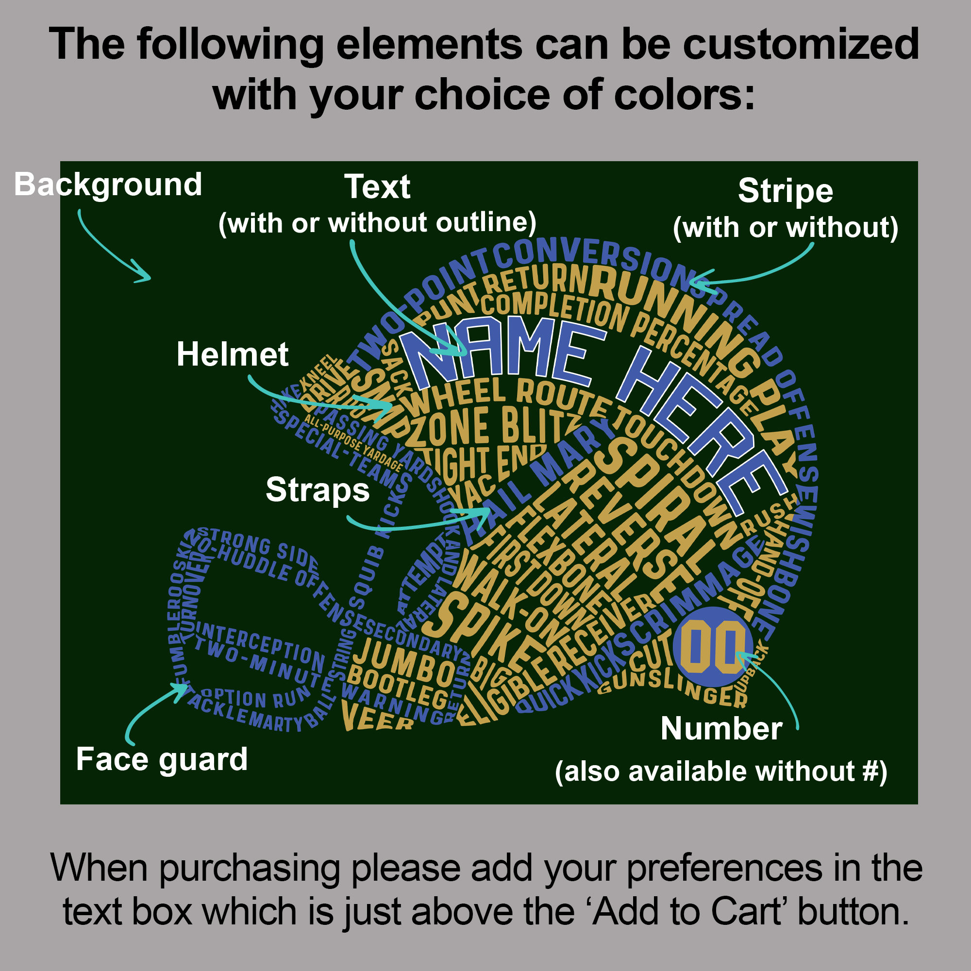 Football Helmet Word Art Printable Personalize With Player or - Etsy