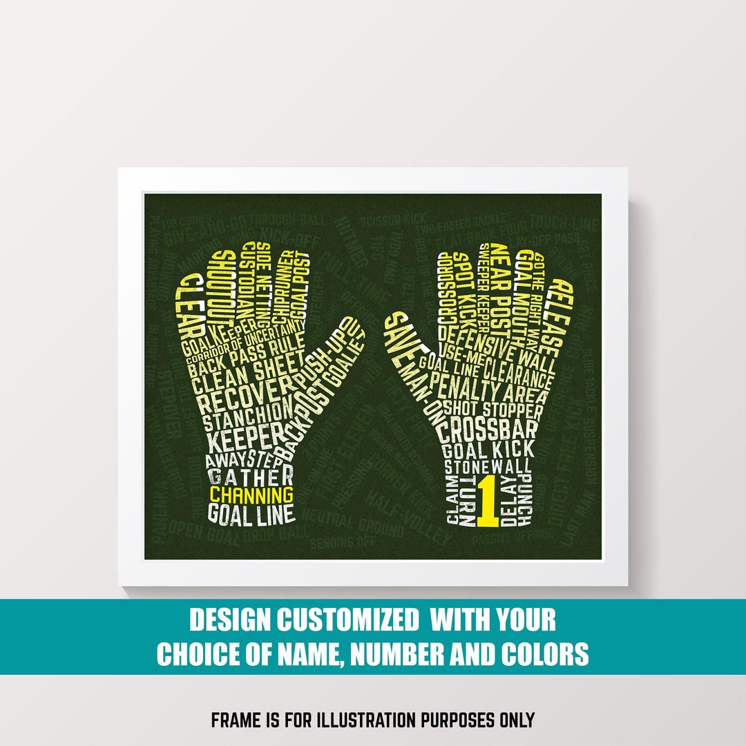 Soccer Goalie Gloves Word Art Print, Customized in Any Colors, With ...