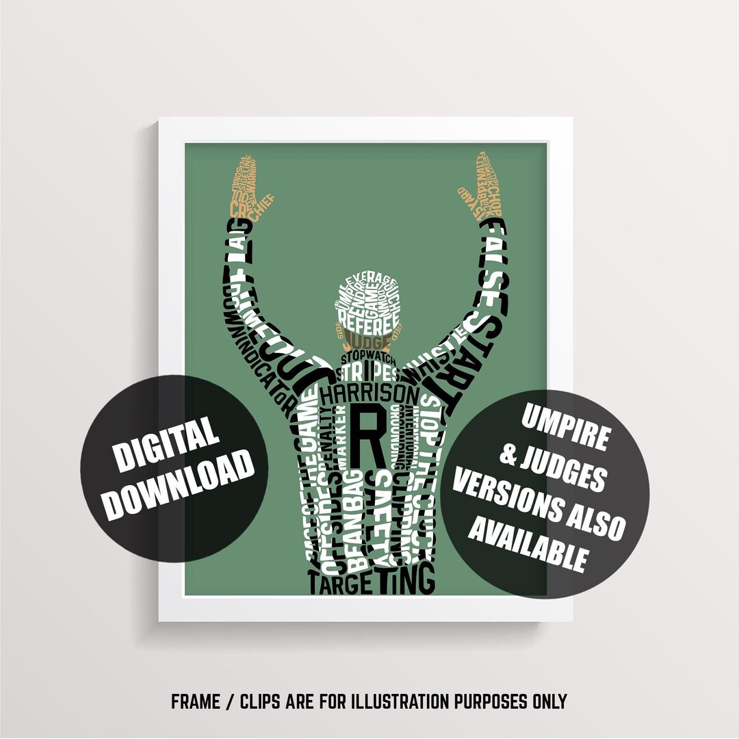 Football Referee Word Art Printable, Made to Order Digital Download ...