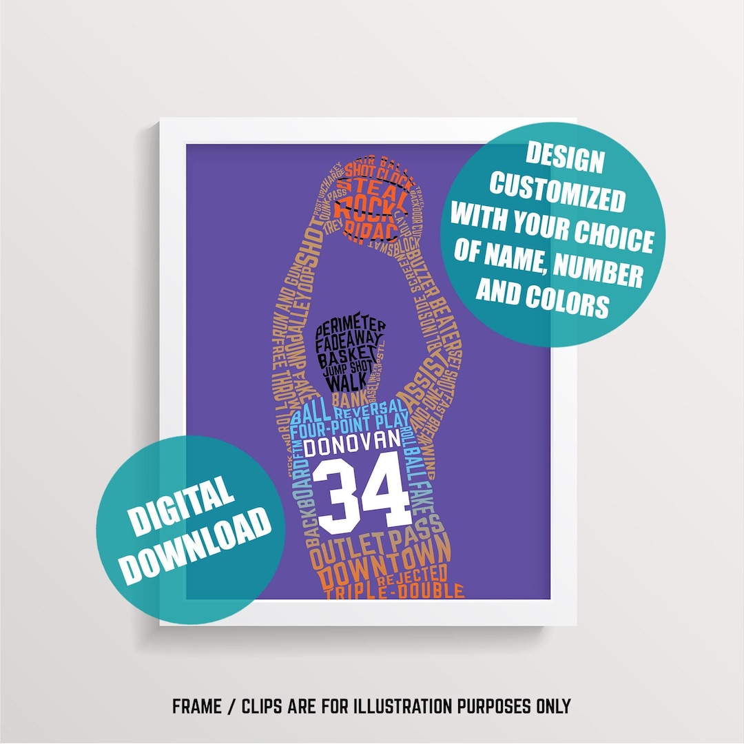 Basketball Word Art Printable: Customized in Any Colors, With Name ...