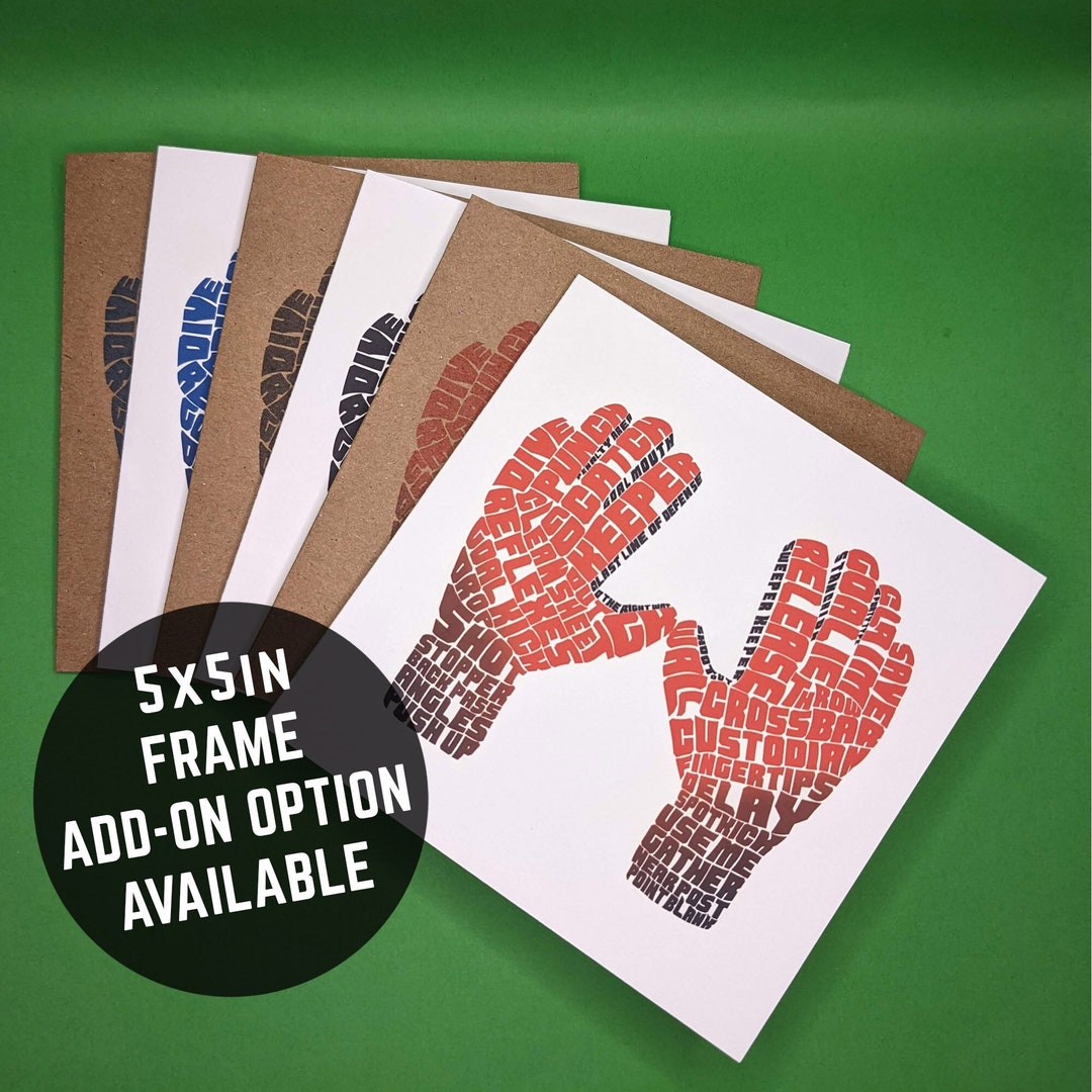 Soccer Goalie Gloves Word Art Card: Handmade 5x5in Thank You or ...