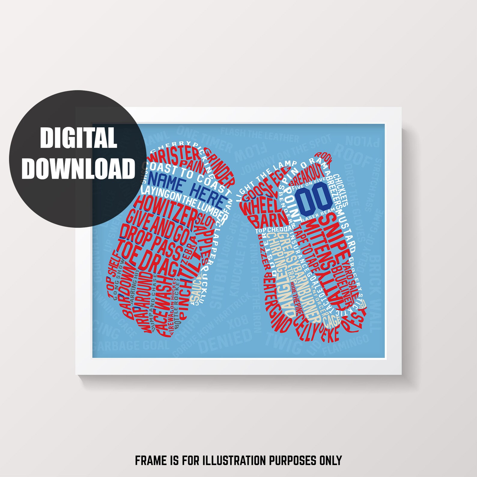 Hockey Gloves Word Art Printable Customize With Name & | Etsy