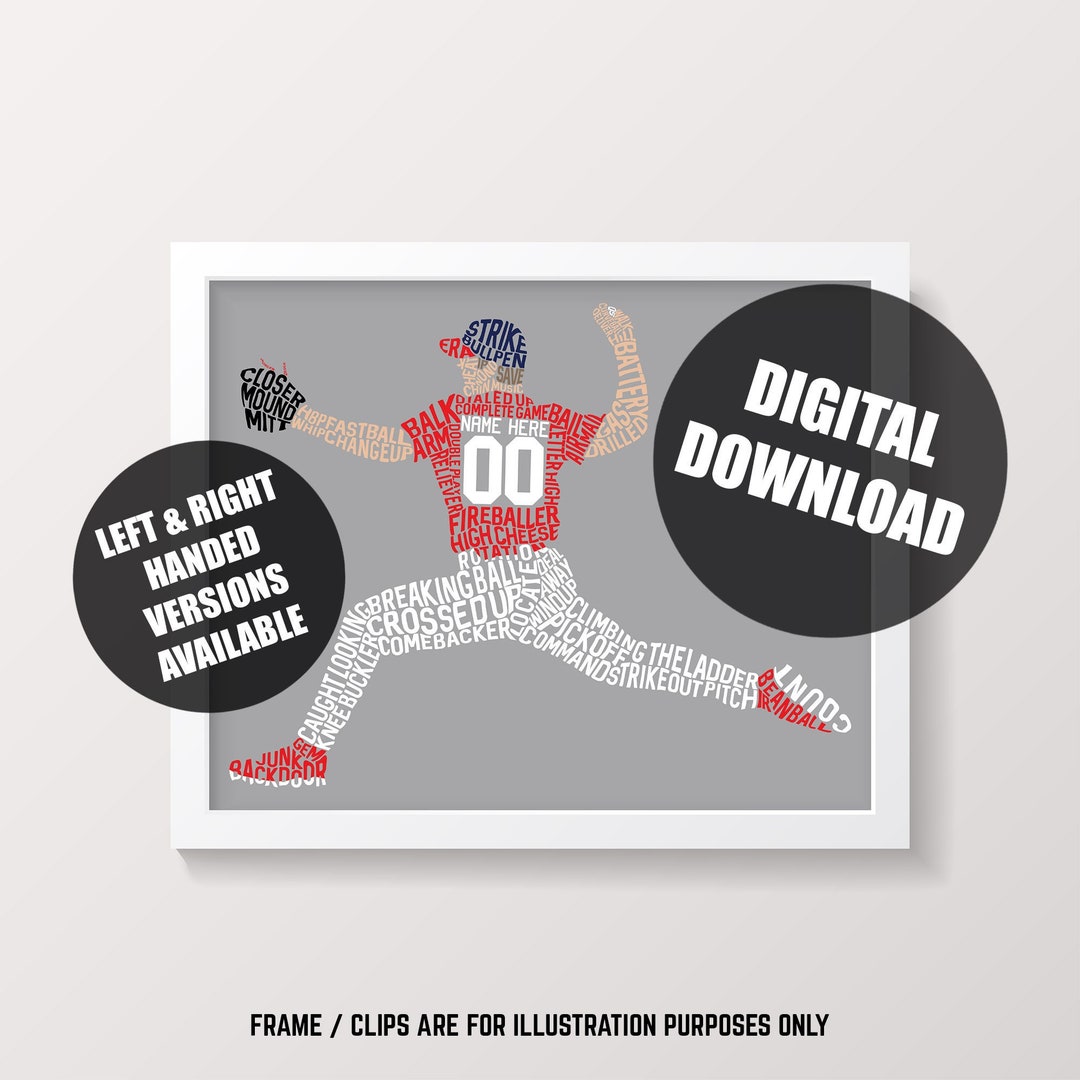 Baseball Pitcher Word Art Printable Available With Any Name & - Etsy
