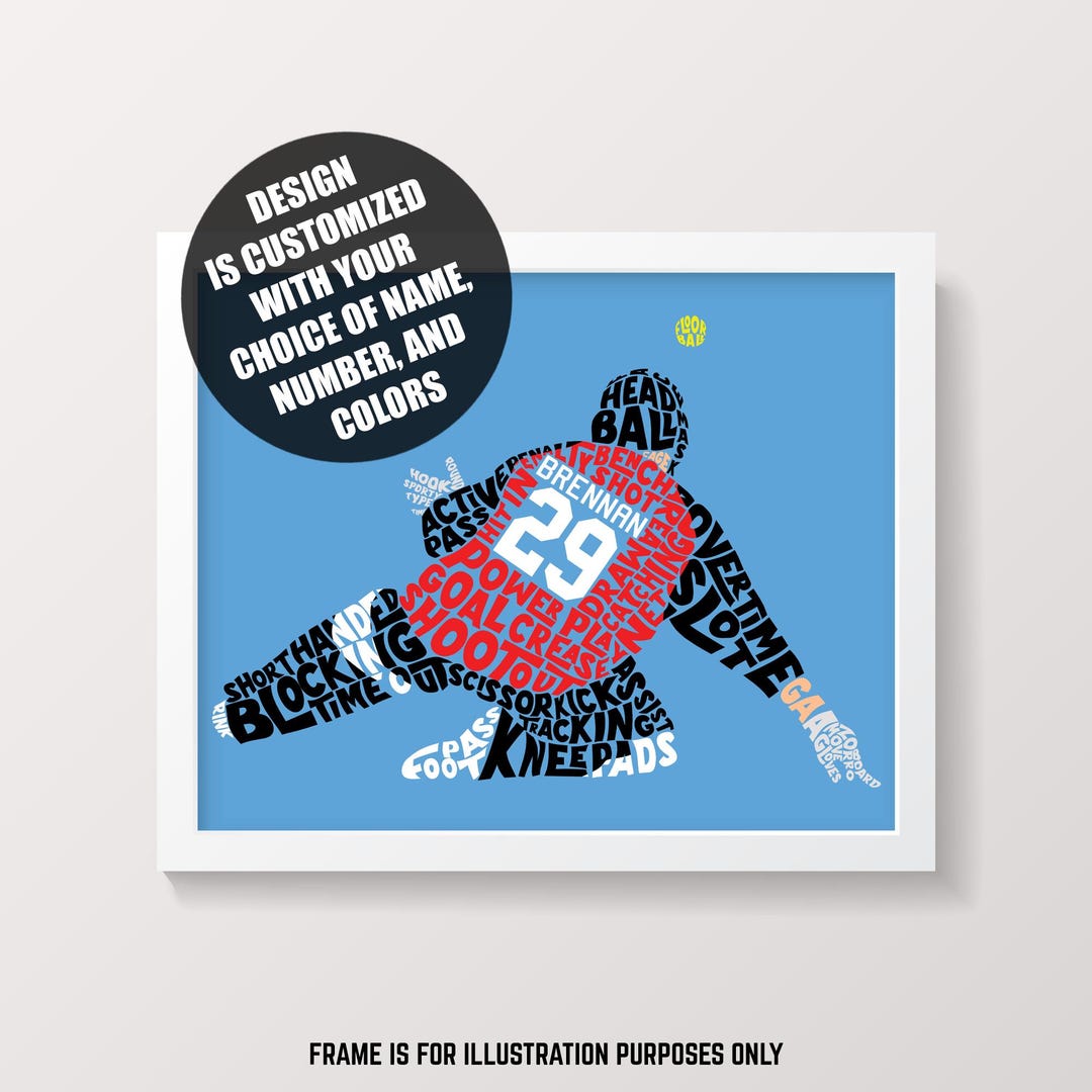 Floorball Goalie Word Art Print: Customized With Name & Number, in Any ...