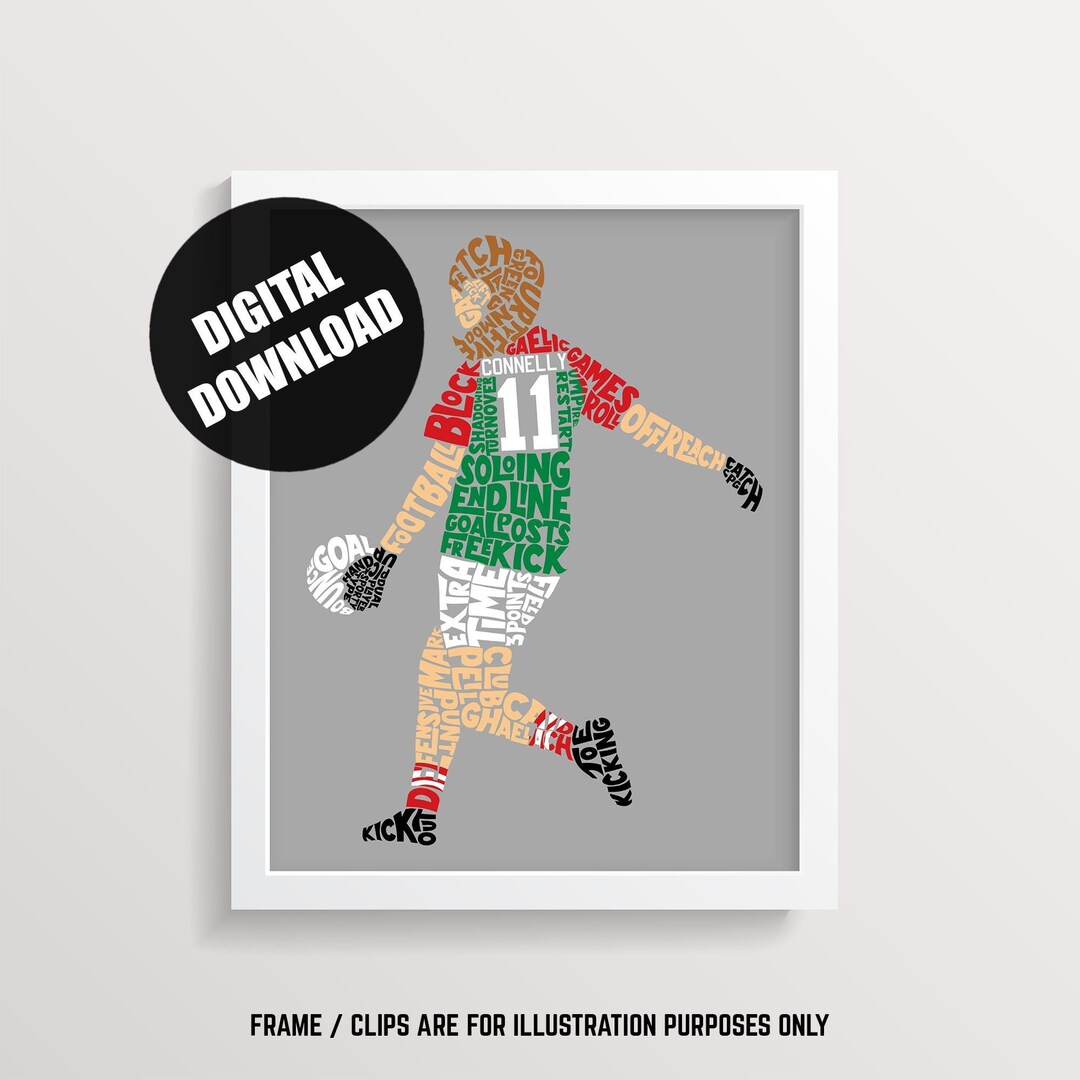 Custom Gaelic Football Player (girl) Word Art, Personalized Gift ...