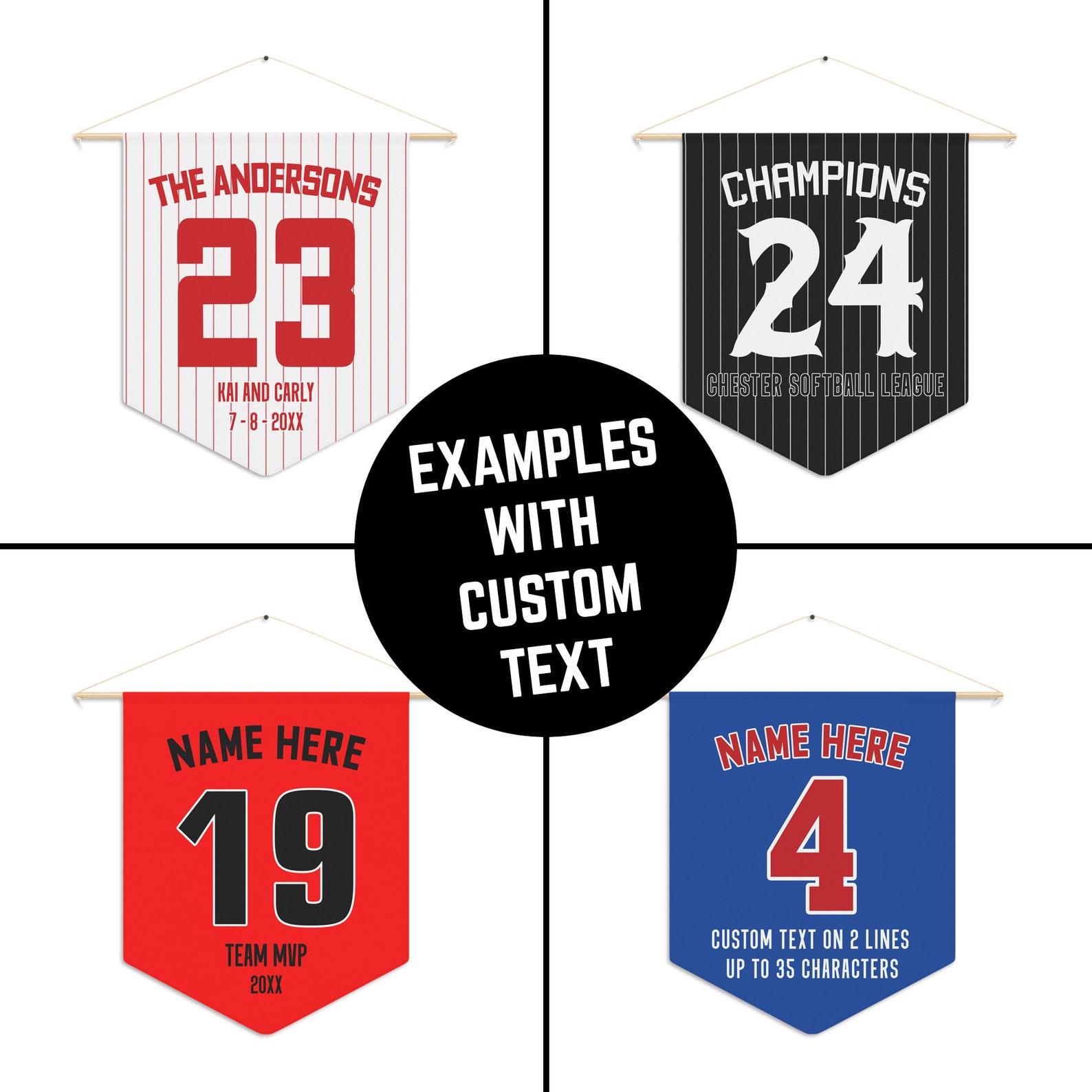Custom Baseball Pennant: Personalized Name & Number, Team Colors - Etsy