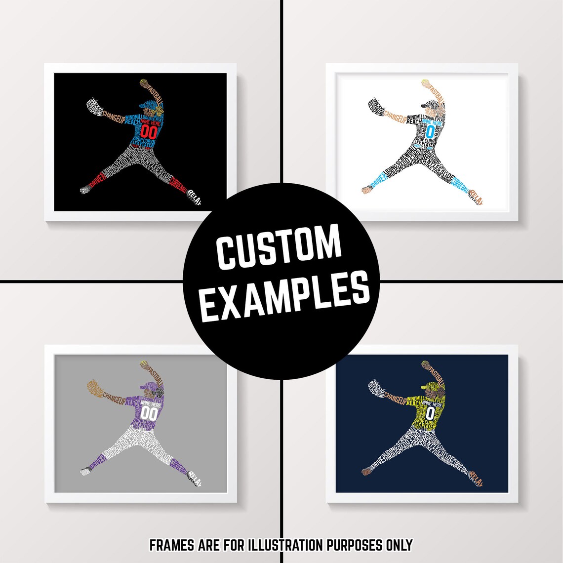 Softball Pitcher Word Art Printable: Custom Colors, Name & Number ...
