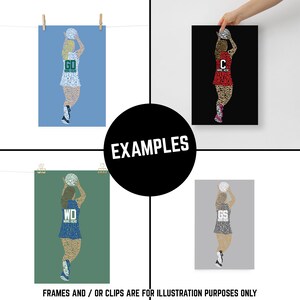 Netball Word Art Print, Personalise With Name & Position and in Any ...