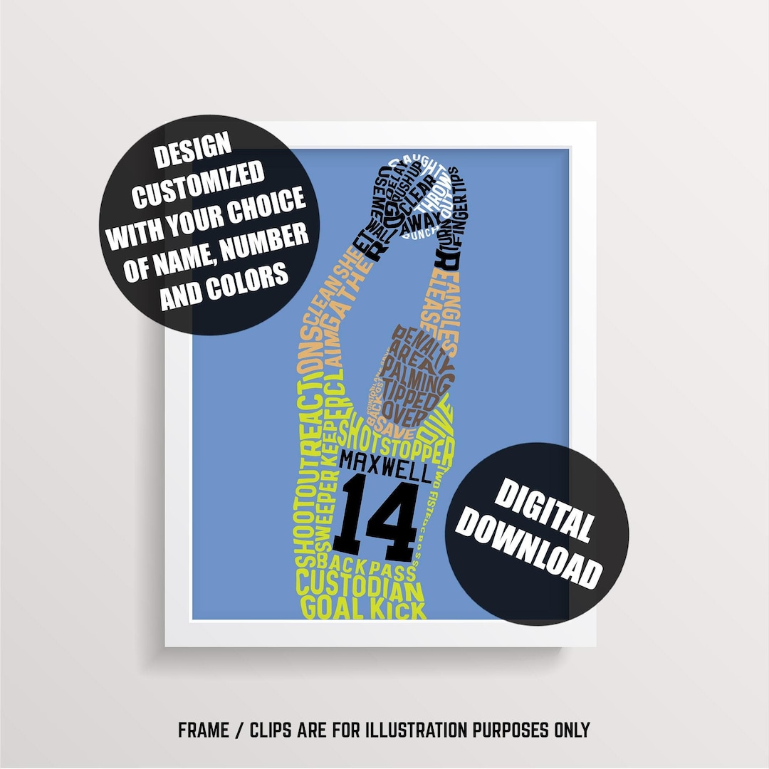 Soccer Goalie Word Art Printable, Customize With Name & Number and in ...