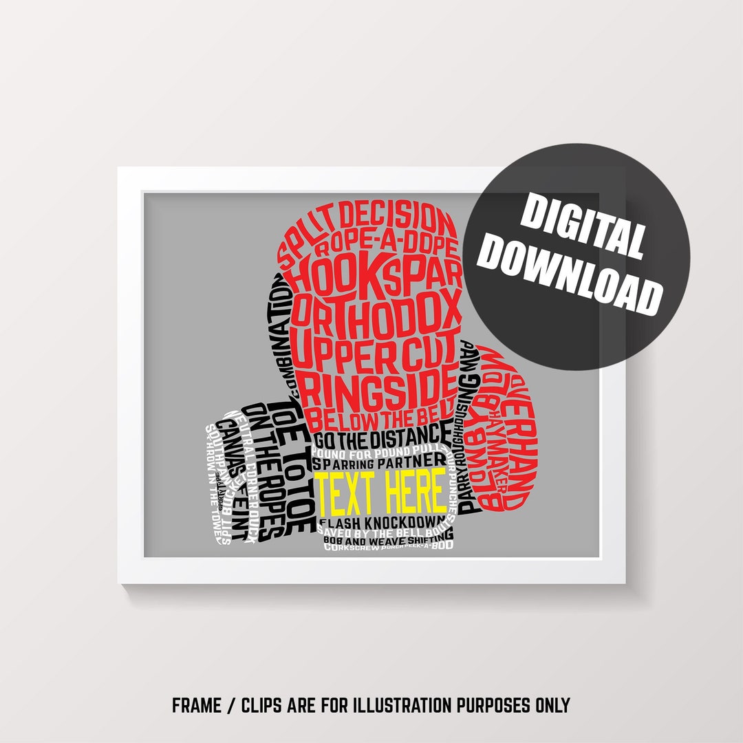 Boxing Gloves Word Art Printable, Customize With Name or Short Message ...