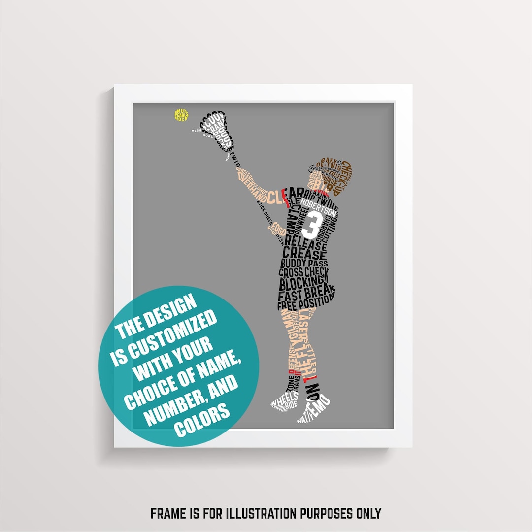 Lacrosse Player Word Art Print, Customized With Name & Number and in ...