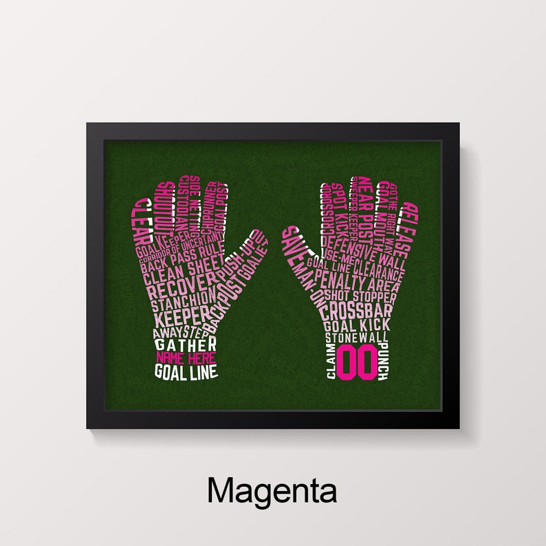 Soccer Goalie Gloves Word Art Print, Customized in Any Colors, With ...