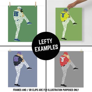Baseball Pitcher Word Art Print, Customize With Name and Number and in ...