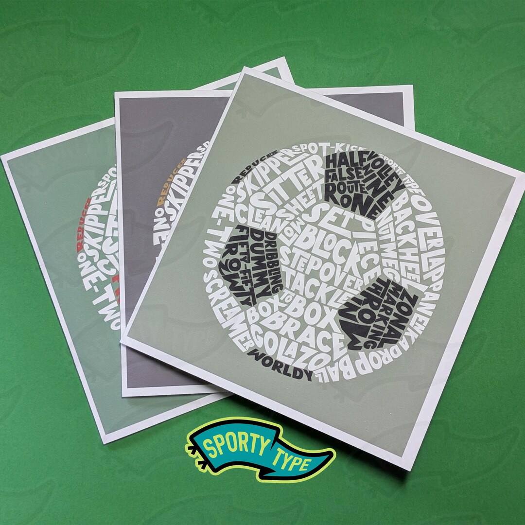 Soccer Ball Word Art Card, 5x5in, With Envelope, Blank Inside - Etsy